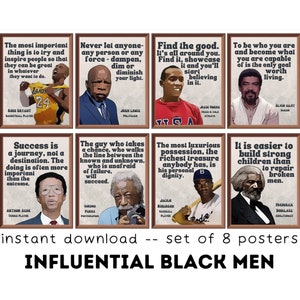 Retro Black Men in History (set of 8) Printable Posters, Black History ...