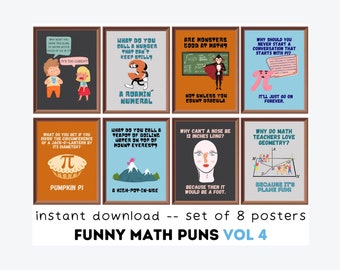 Set of 9 Funny Math Classroom Posters, Math Posters, Classroom ...