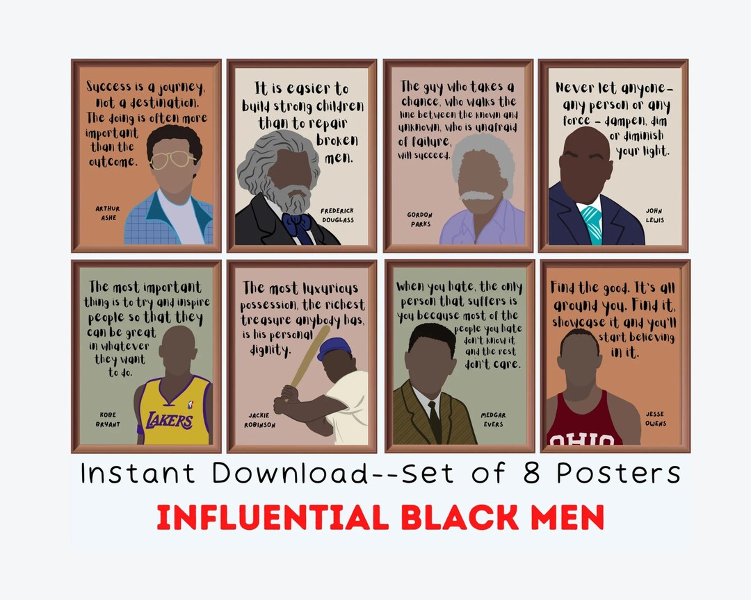 Black Men in History (set of 8) Printable Posters, Black History Month ...