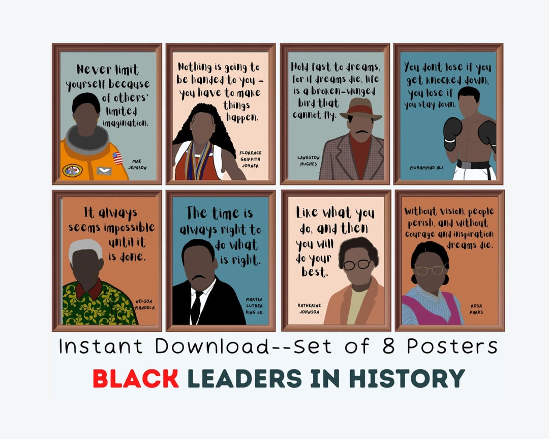Black Leaders in History (set of 8) Printable Posters, Black History ...