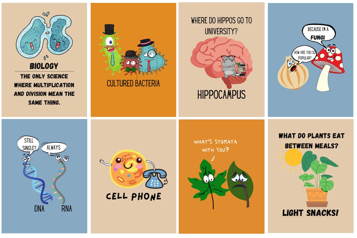 Biology Puns (set of 8) Printable Posters, Funny Science Posters ...