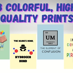 VOL 2 Science Puns (set of 8) Printables, Chemistry Jokes, Funny ...