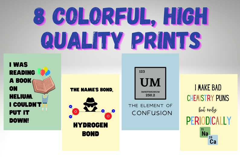 VOL 2 Science Puns set of 8 Printables Chemistry Jokes - Etsy