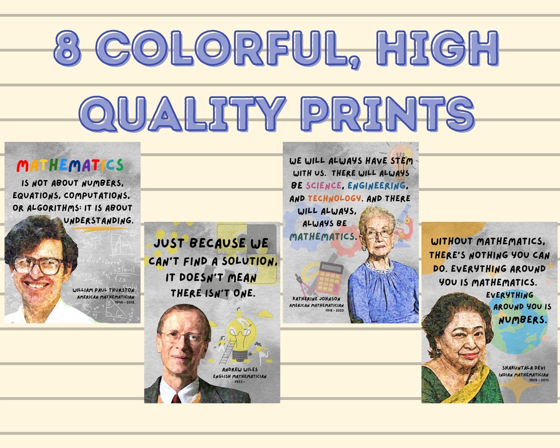 Famous Mathematicians Posters set of 8 Printable Math - Etsy Canada
