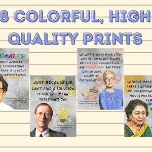 Famous Mathematicians Posters set of 8 Printable, Math Classroom Decor ...