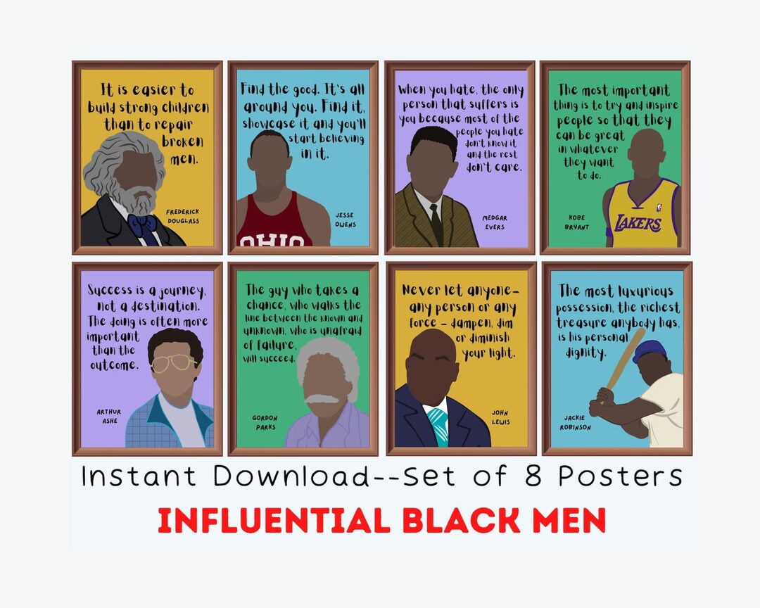 Black Men in History (set of 8) Printable Posters, Black History Month ...