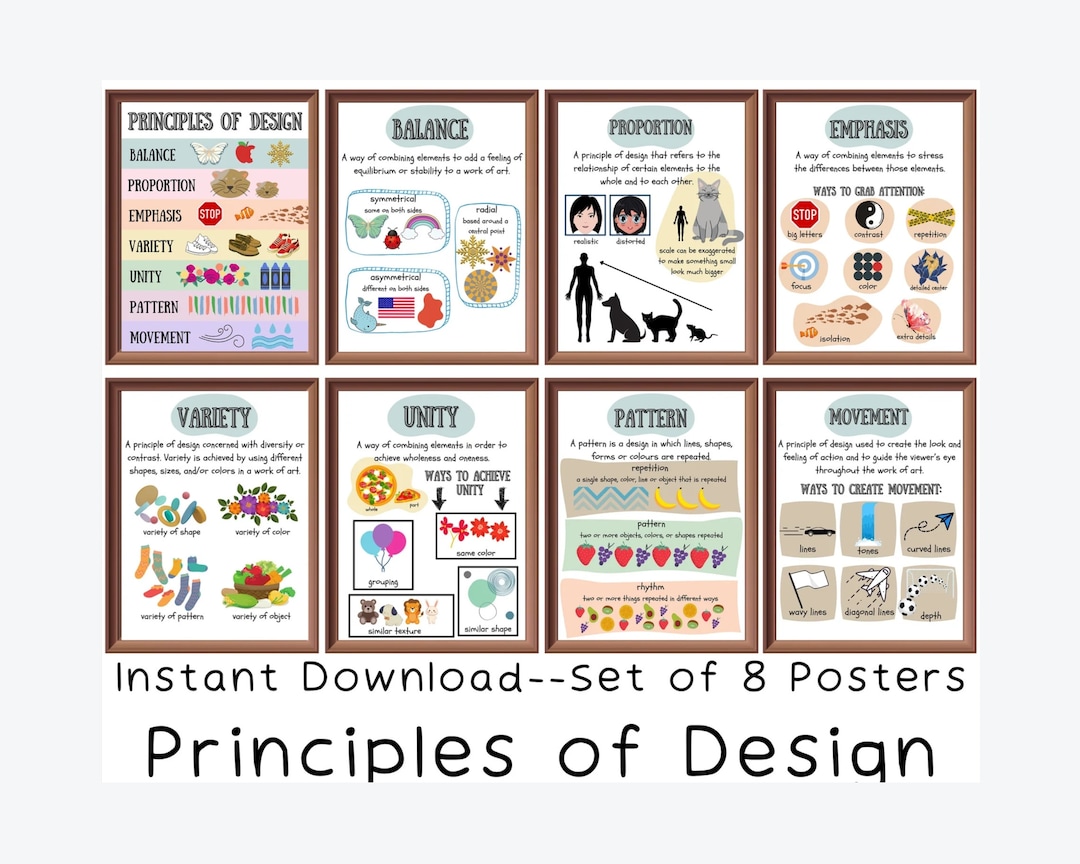 Principles of Design Posters (set of 8) Printables, Art Classroom Decor ...