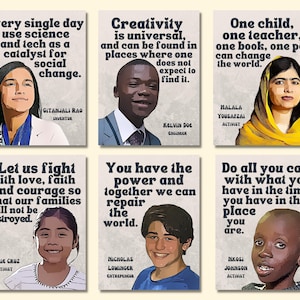 Retro Remarkable Young People (set of 18) Printable Posters ...