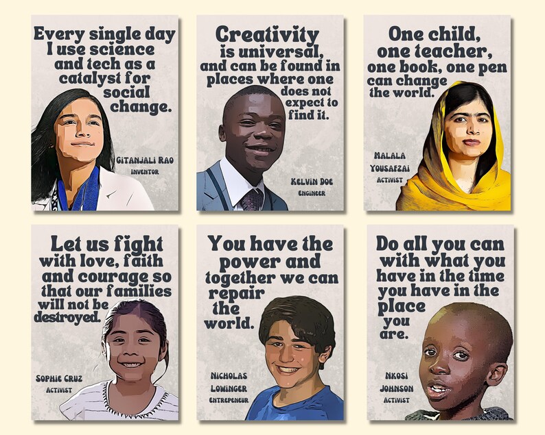 Retro Remarkable Young People (set of 18) Printable Posters ...