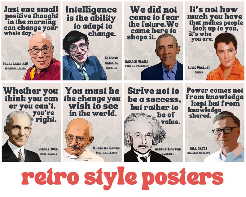 Retro Remarkable Men in History (set of 8) Printables, Motivational ...