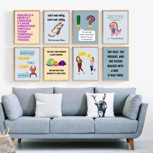 Grammar Puns Posters (set of 8) Printable, ELA Classroom Decor ...