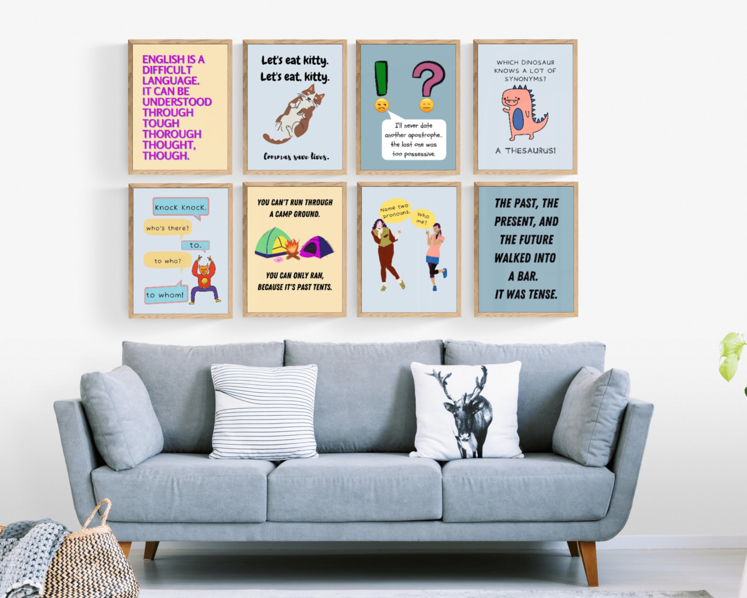 Grammar Puns Posters set of 8 Printable ELA Classroom - Etsy