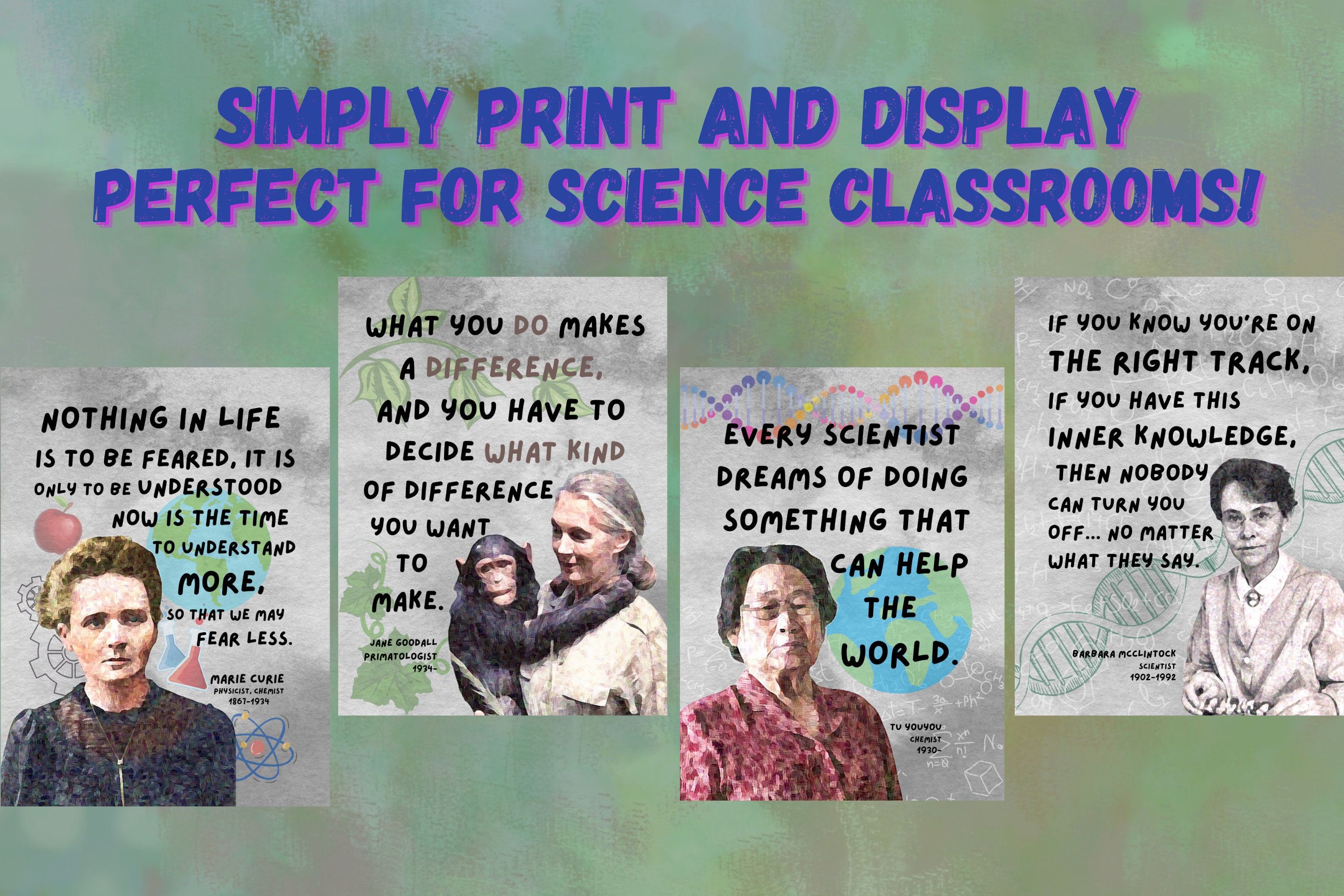 Women in Science Posters set of 8 Printable Science | Etsy UK