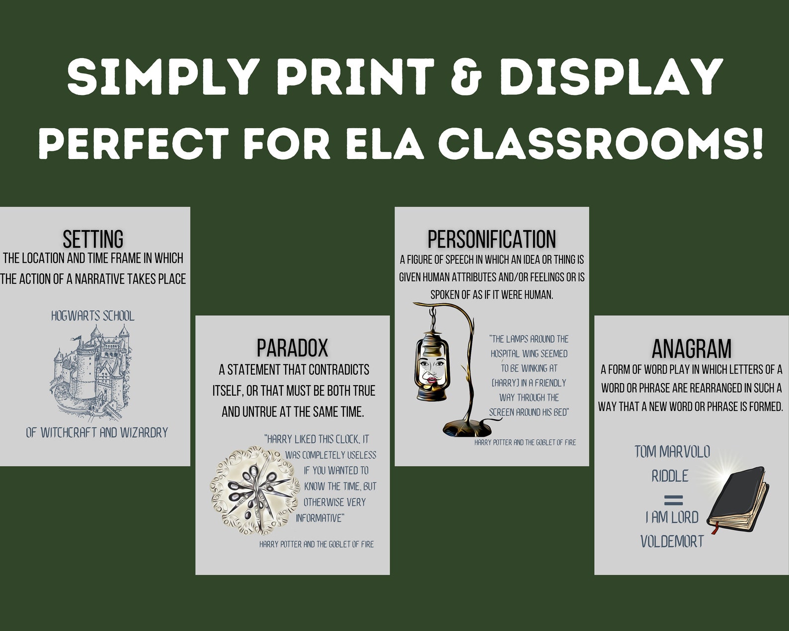 VOL 2 Literary Elements Posters set of 8 Printable Middle - Etsy