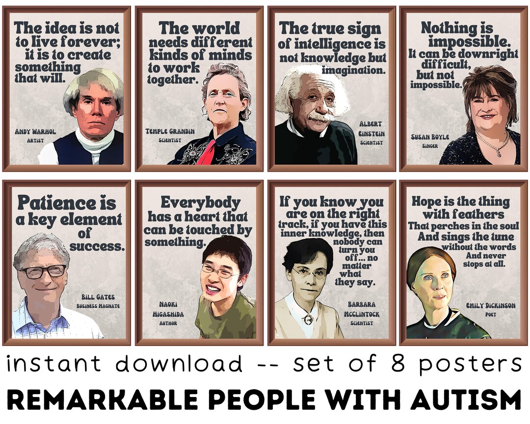 Remarkable People W/ Autism set of 8 Printable Posters - Etsy