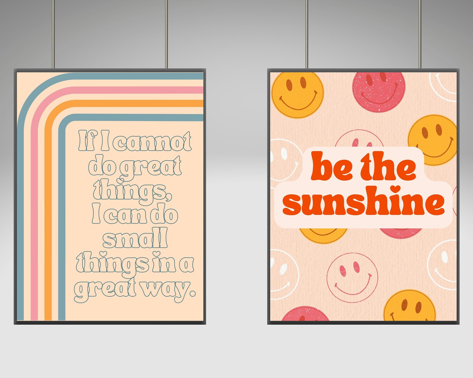 Groovy Poster Set set of 8 Inspirational Quotes Retro - Etsy