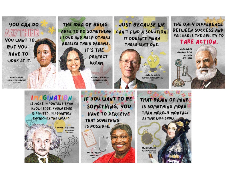 STEM Bundle (set of 47) Printable Posters, Famous Scientists and ...