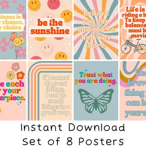 Groovy Poster Set (set of 8) Inspirational Quotes, Retro Classroom ...