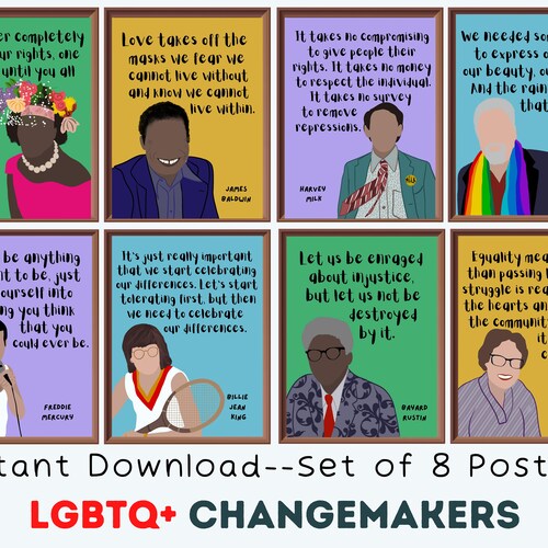 Retro LGBTQ Leaders set of 8 Printables LGBT History Month - Etsy