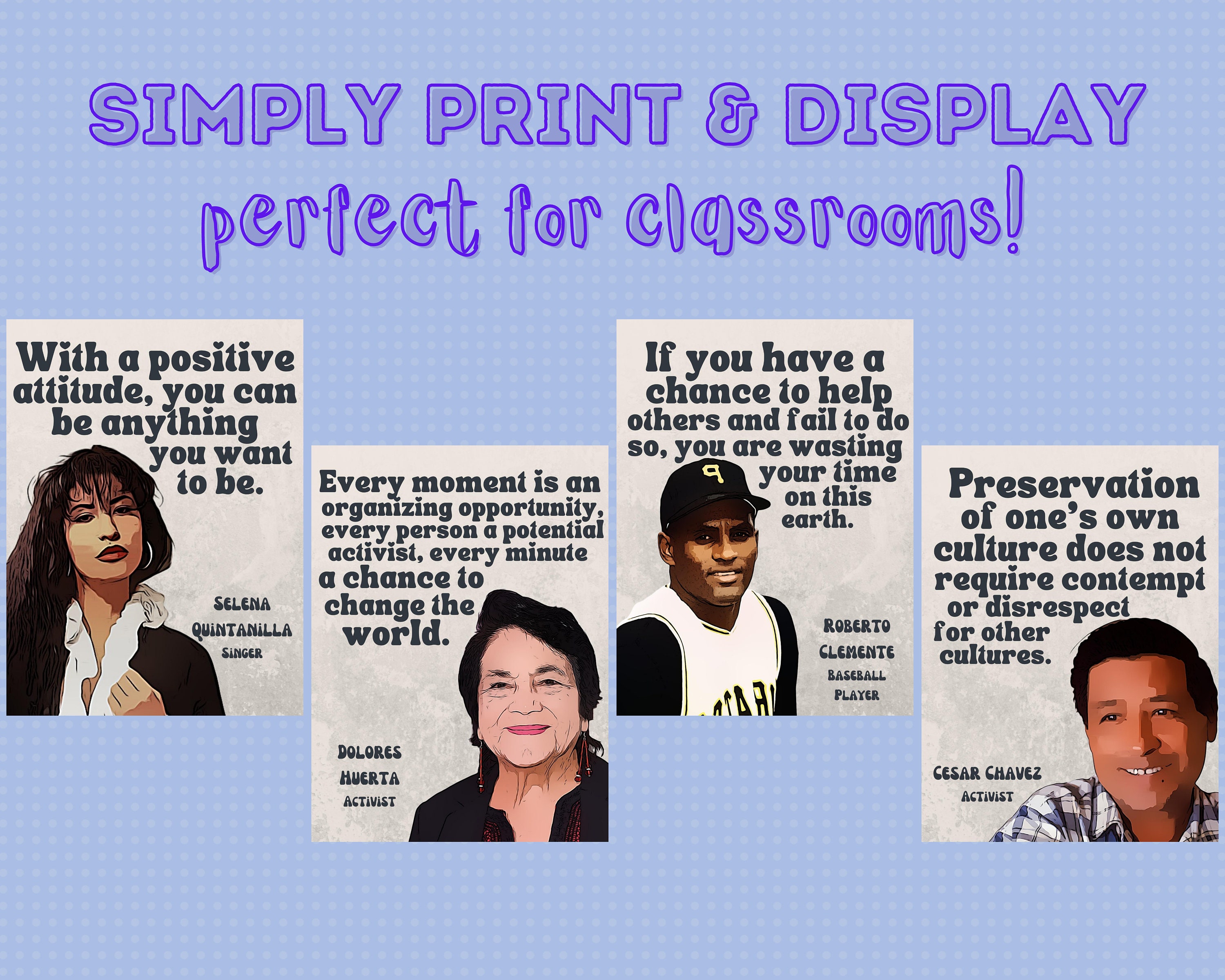 Retro Hispanic Leaders in History set of 8 Printable | Etsy