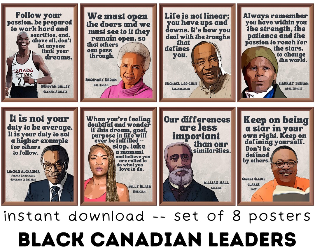 Retro Black Canadian Leaders set of 8 Printables Posters - Etsy