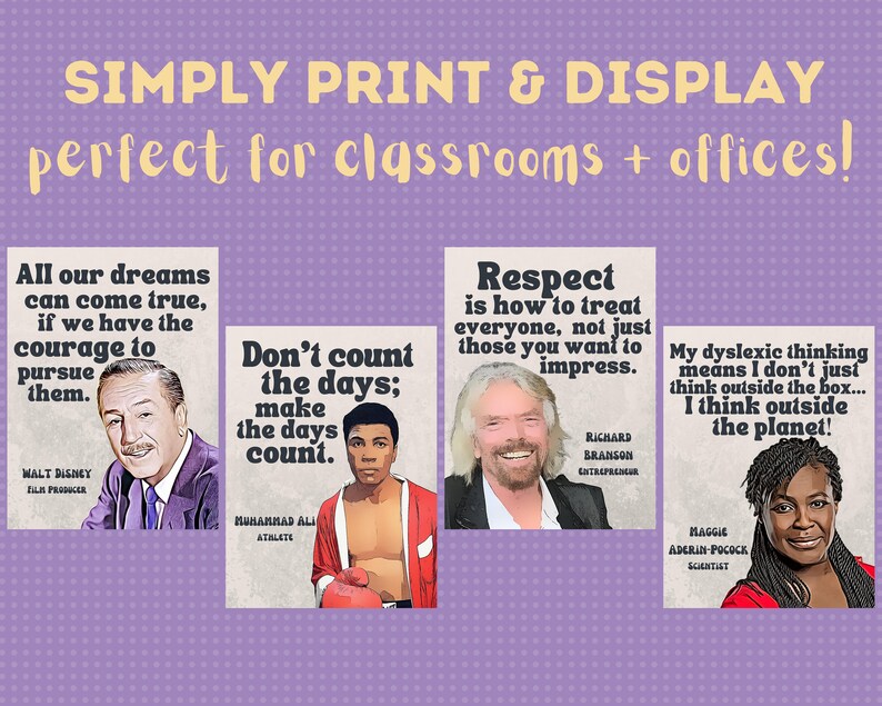 Remarkable People With Dyslexia (set of 8) Printable Posters, Inclusive ...