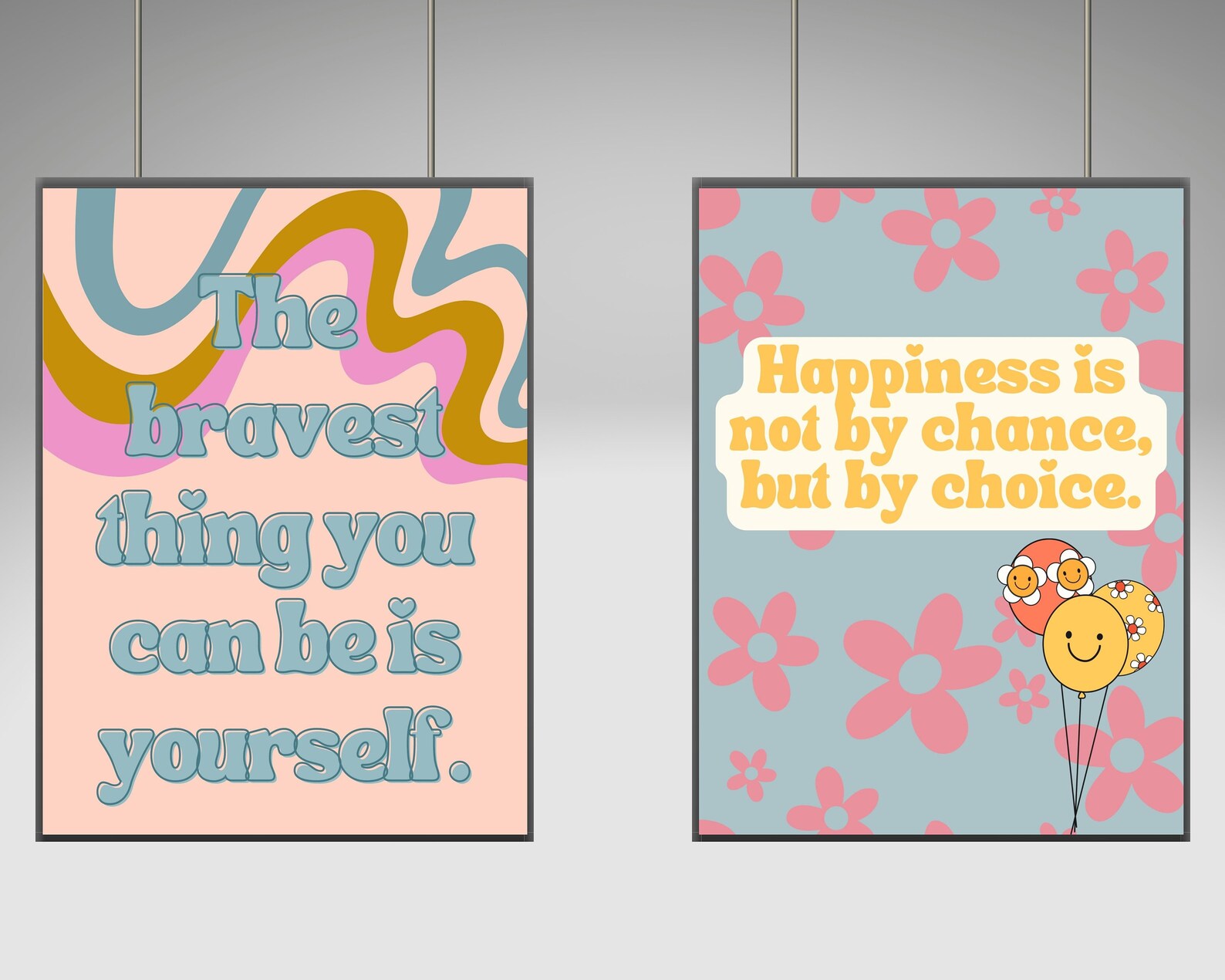 Groovy Poster Set set of 8 Inspirational Quotes Retro - Etsy