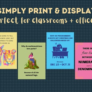 Math Puns Posters (set of 8) Printables VOL2, Math Classroom Decor ...