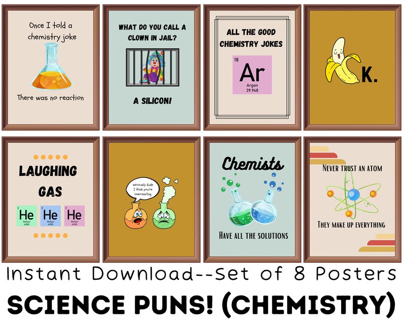 Chemistry Puns set of 8 Printables Science Jokes Funny - Etsy