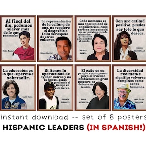SPANISH Hispanic Leaders in History (set of 8) Printable Posters ...