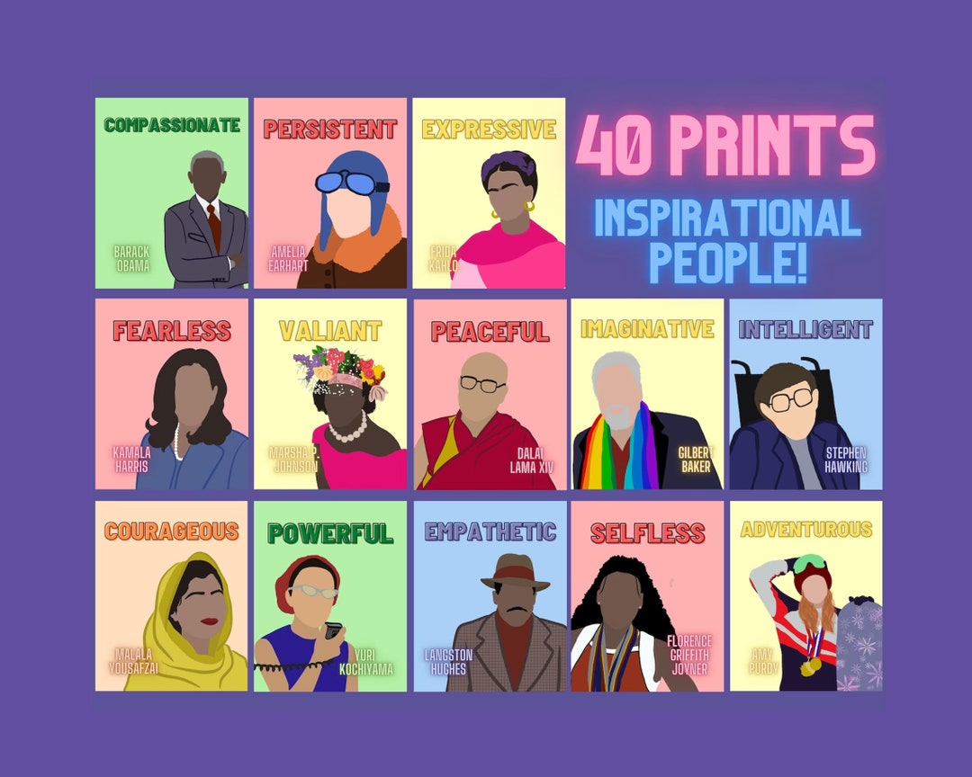 Inspirational People (set of 40) Printable Posters, Motivational Wall ...