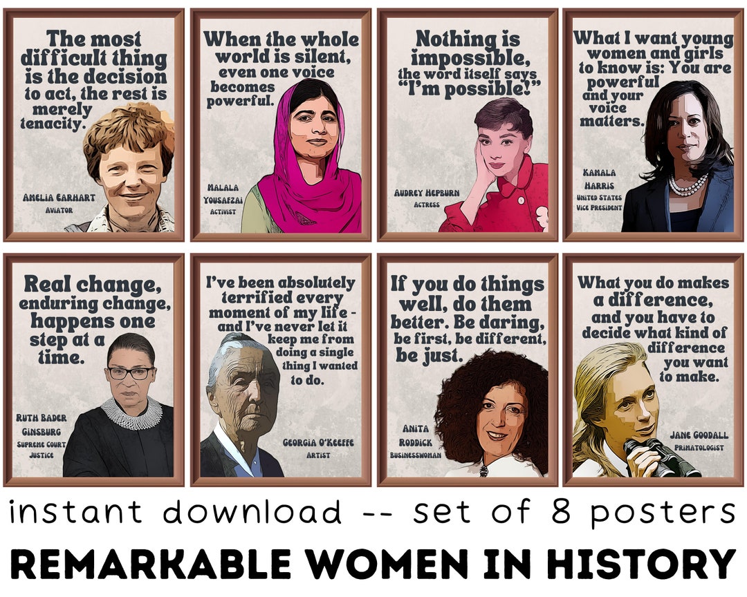 Retro Women in History set of 8 Printable Posters - Etsy