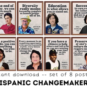 Retro Hispanic Leaders in History set of 8 Printable Posters, Hispanic ...