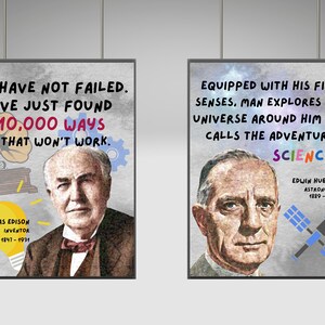 Famous Male Scientists Posters (set of 8) Printable, Science Classroom ...