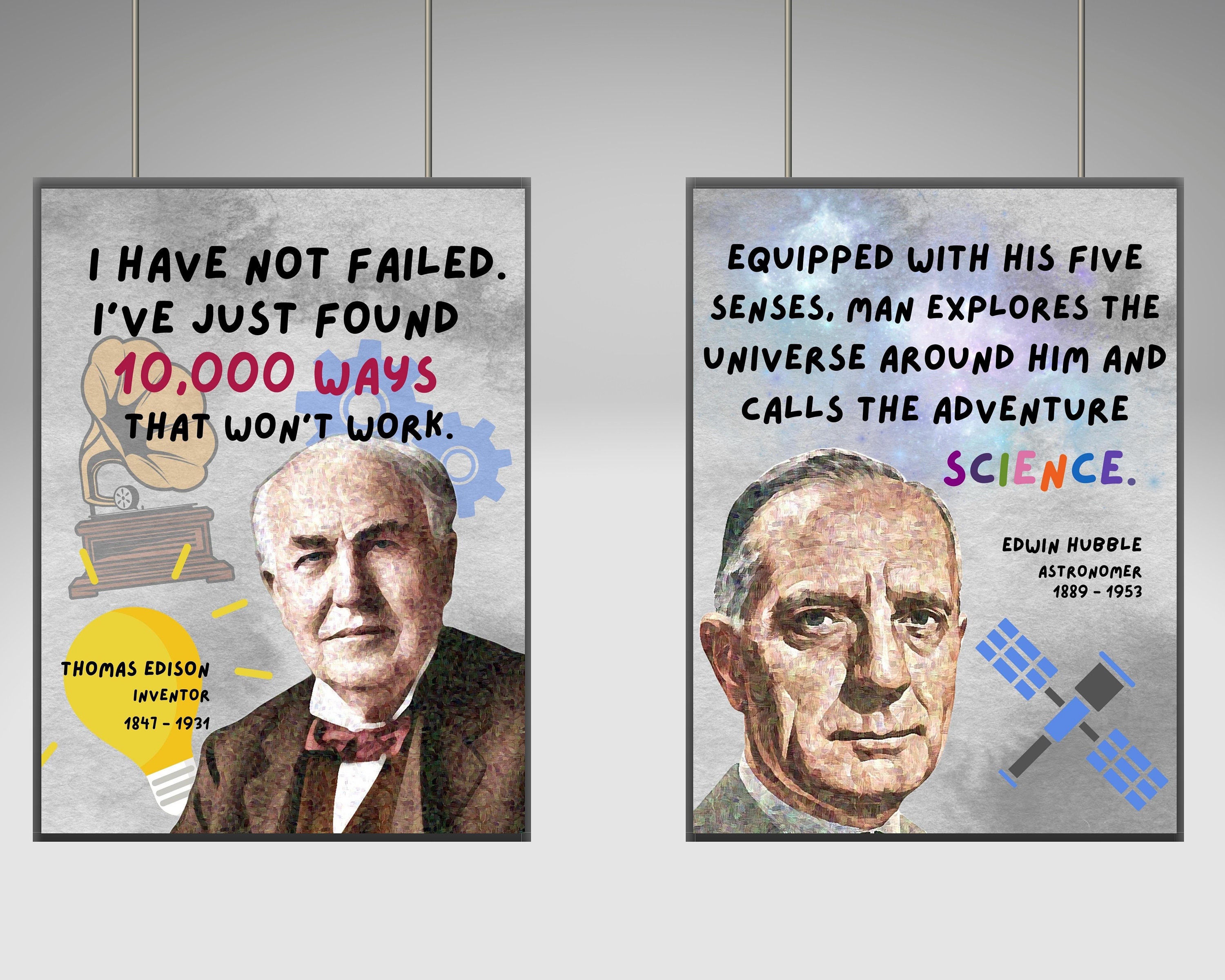 Famous Male Scientists Posters set of 8 Printable Science - Etsy