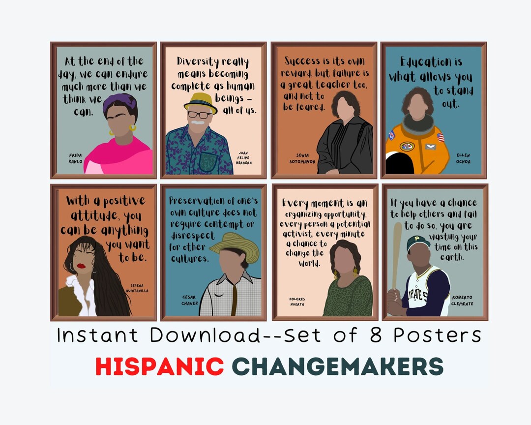 Hispanic Leaders in History (set of 8) Printable Posters, Hispanic ...