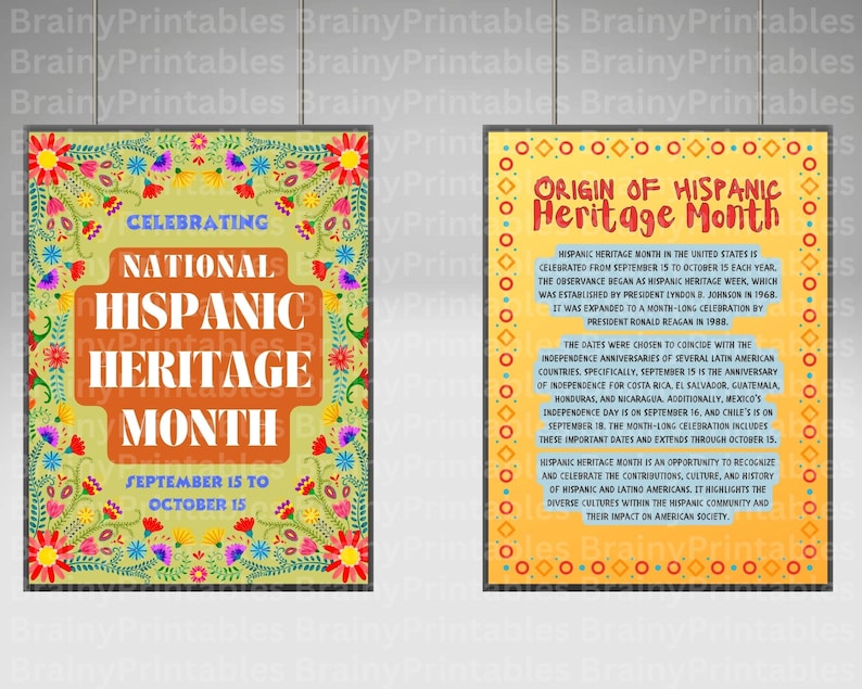 Hispanic Heritage Month (set of 8) Printable Posters, Latinx Heritage ...