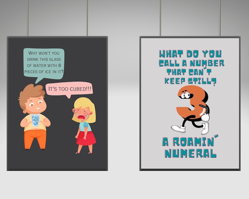 Math Puns Posters (set of 8) Printables VOL4, Math Classroom Decor ...