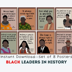 Black Leaders in History (set of 8) Printable Posters, Black Historical ...