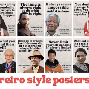 Retro Black Leaders in History (set of 8) Printable Posters, Black ...