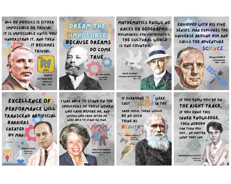 STEM Bundle (set of 47) Printable Posters, Famous Scientists and ...