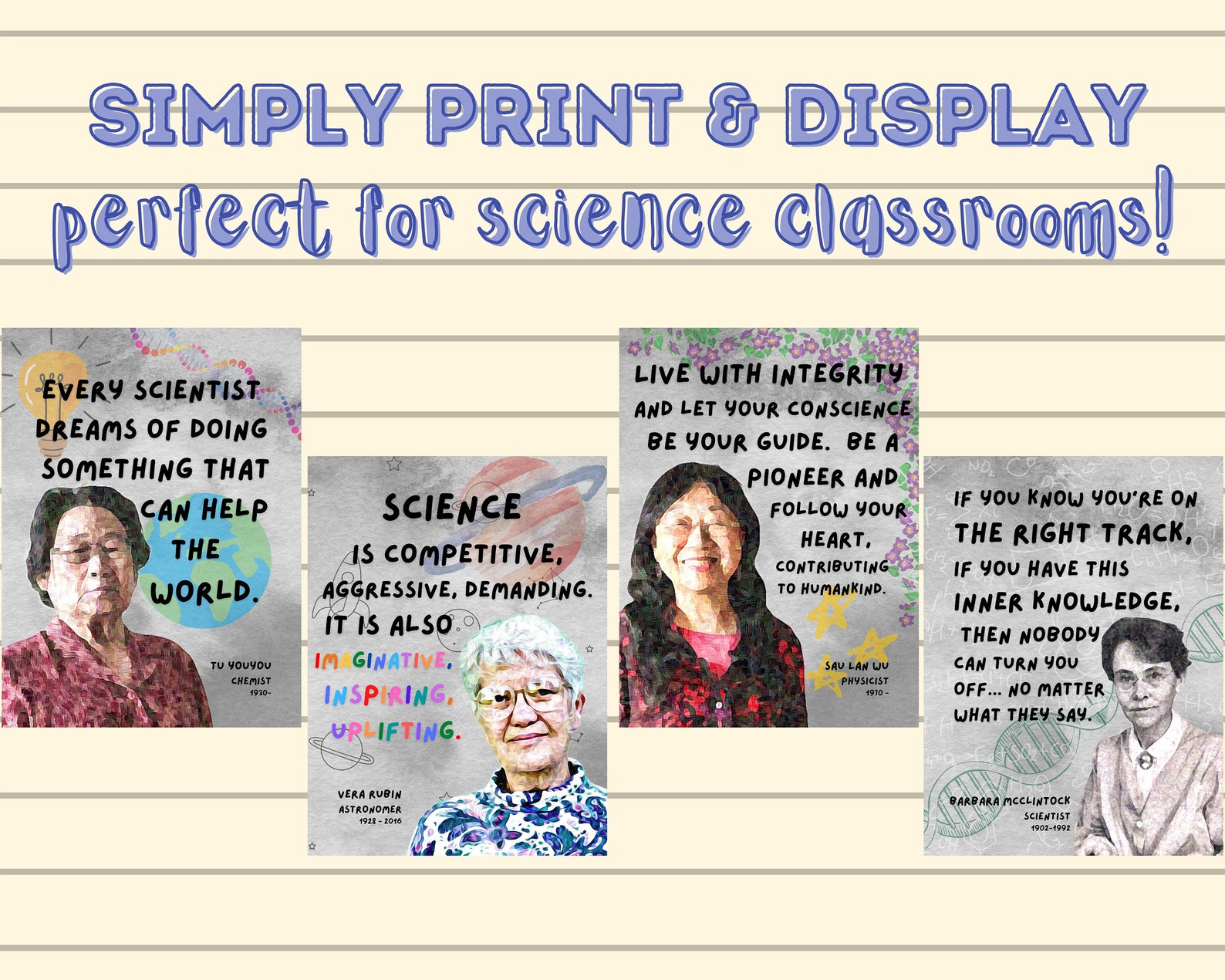 Women in Science Posters set of 8 Printable Science - Etsy