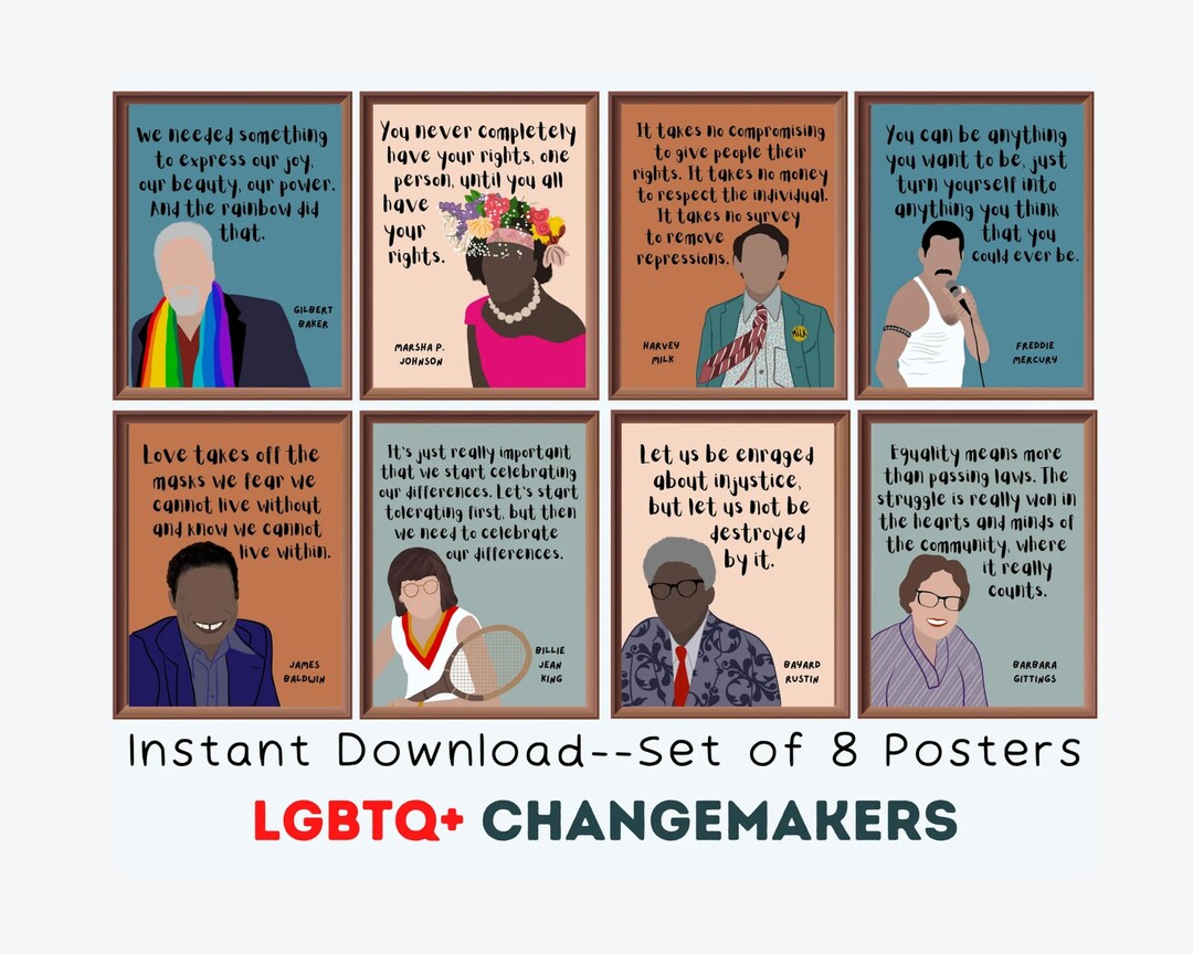 LGBTQ+ Leaders in History (set of 8) Printable Posters, LGBT History ...