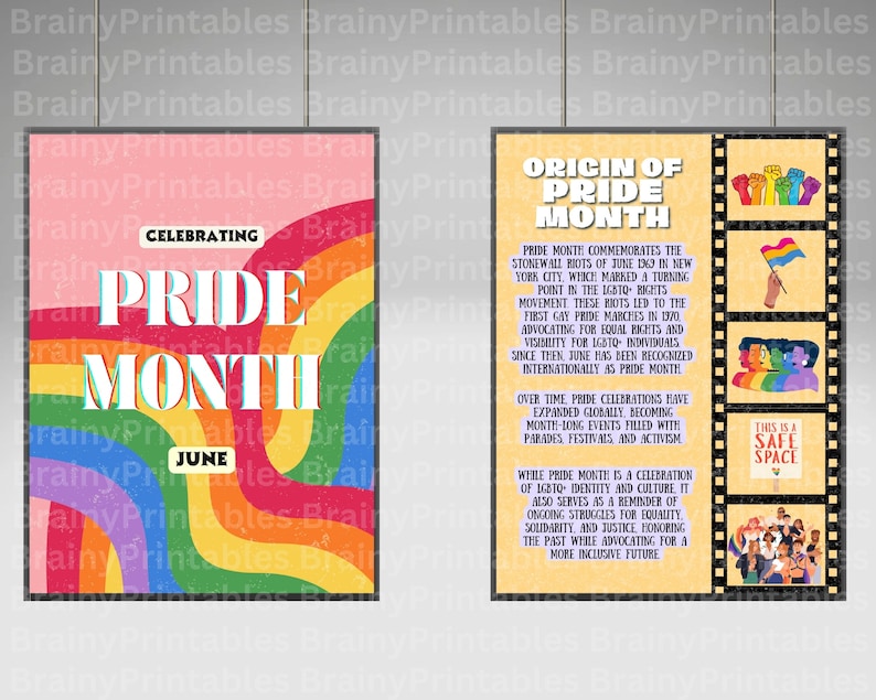 Pride Month (set of 8) Printable Posters, LGBT History Month Posters ...