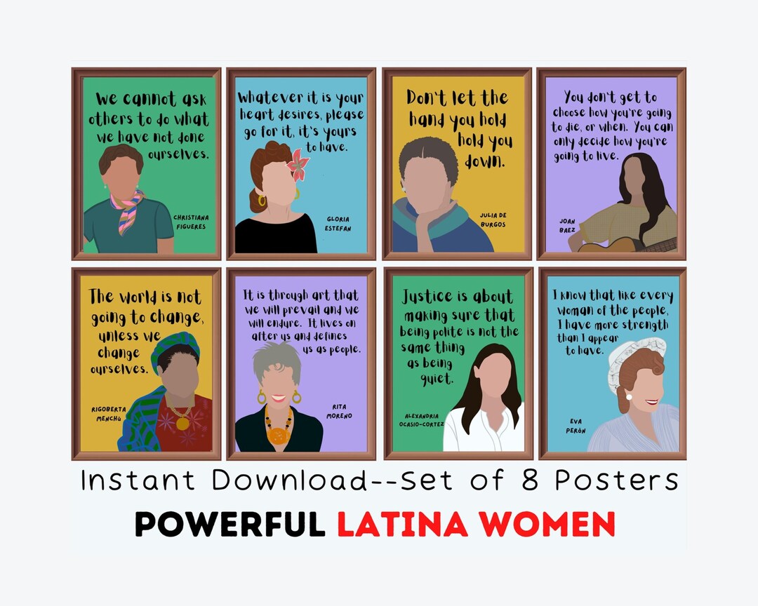 Latina Women (set of 8) Printable Posters, Motivational Classroom Decor ...