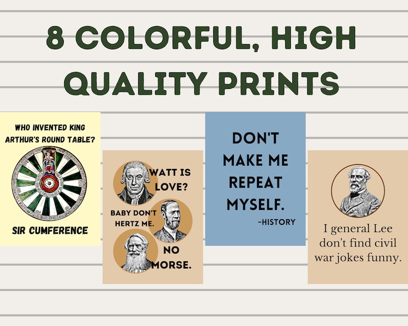 History Posters (set of 8) Printables, Funny History Posters ...