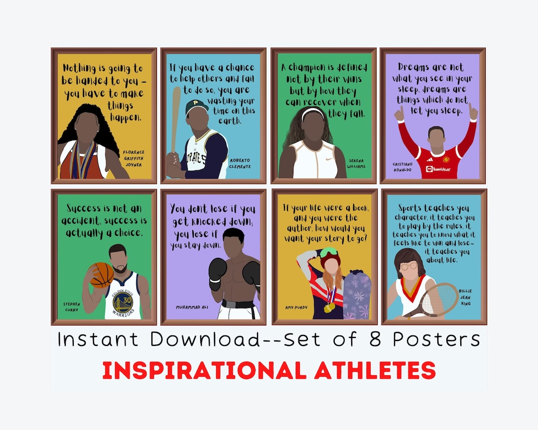Inspirational Athletes (set of 8) Printable Posters, Motivational ...