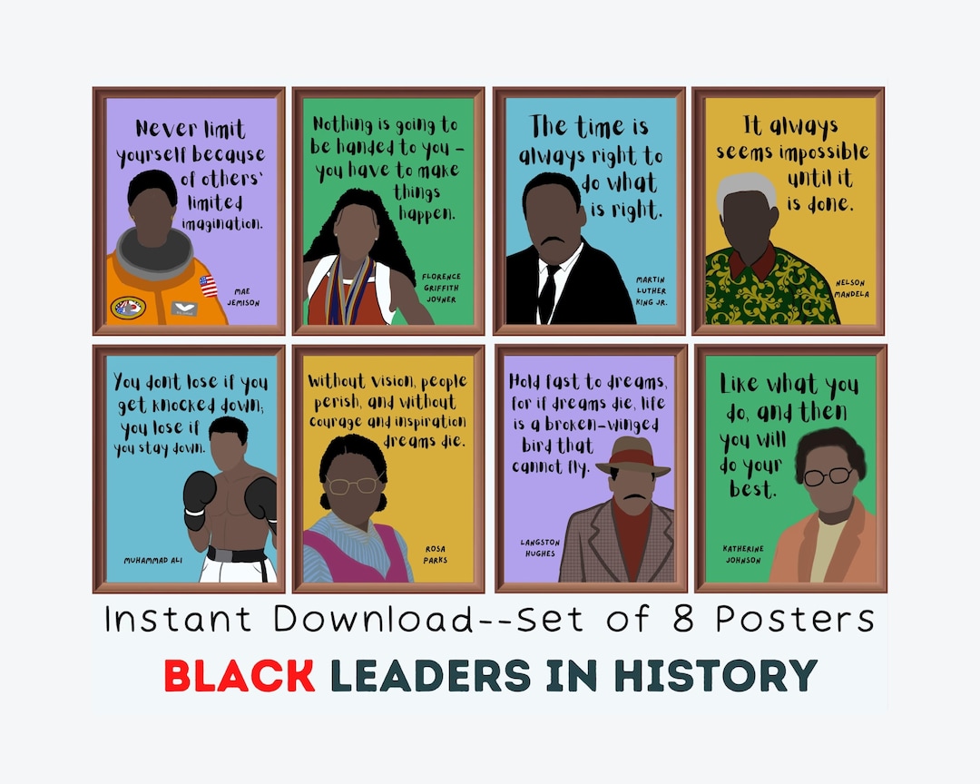 Black Leaders in History (set of 8) Printable Posters, Black Historical ...