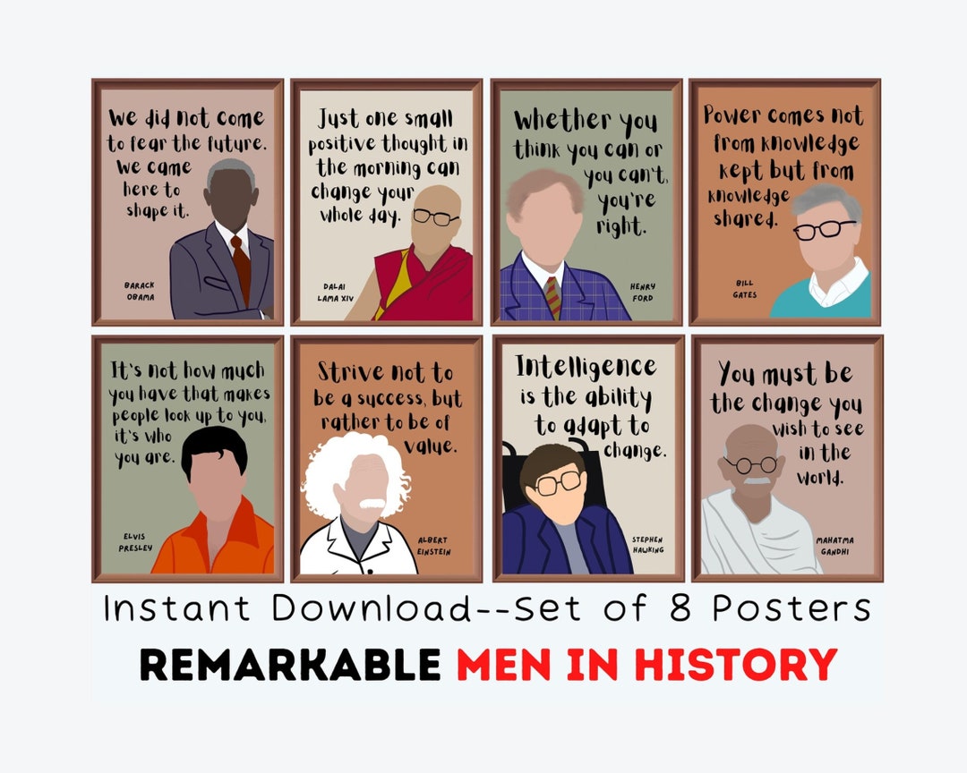 Remarkable Men in History (set of 8) Printables, Classroom Decor, Kids ...