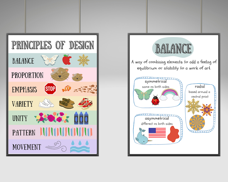 Principles of Design Posters set of 8 Printables Art | Etsy